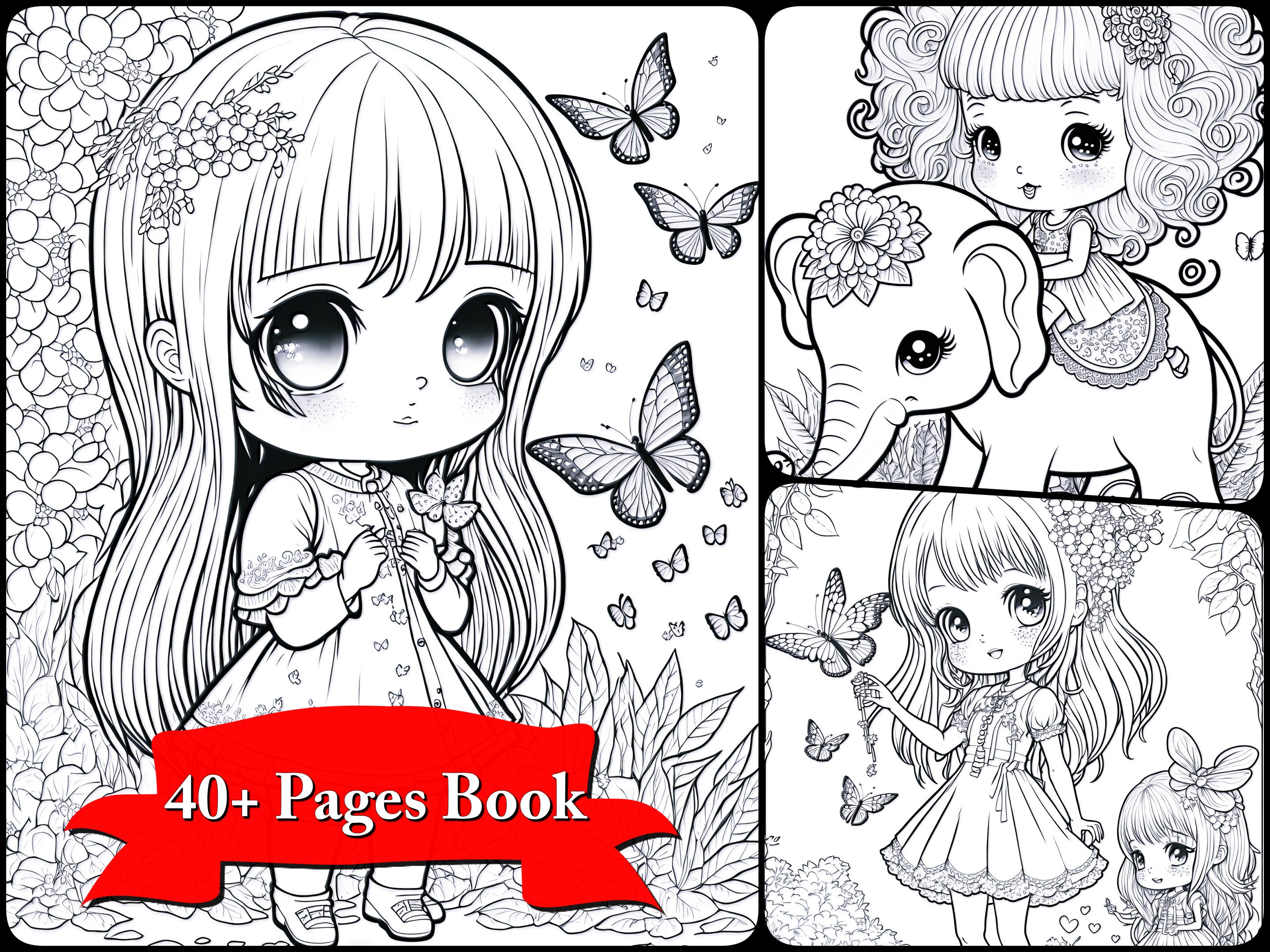 Kawaii Girls Coloring Book: A Cute Portrait Coloring Book, Kids ...