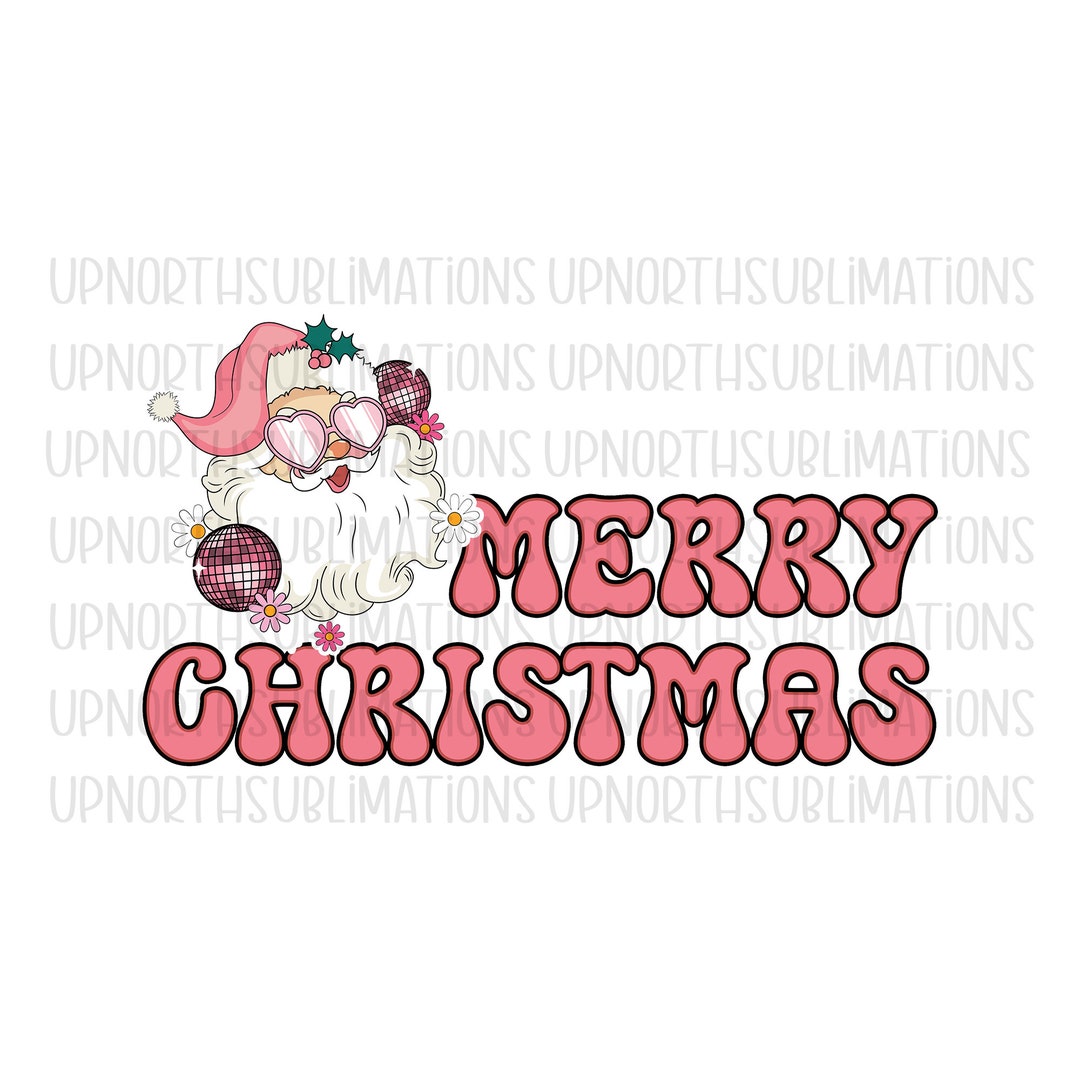 Retro Disco Santa Png, Pink Santa Png, Retro Merry Christmas Png ...