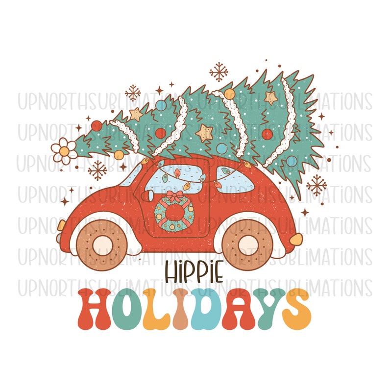 Hippie Holidays Png Retro Christmas Png Groovy Christmas - Etsy