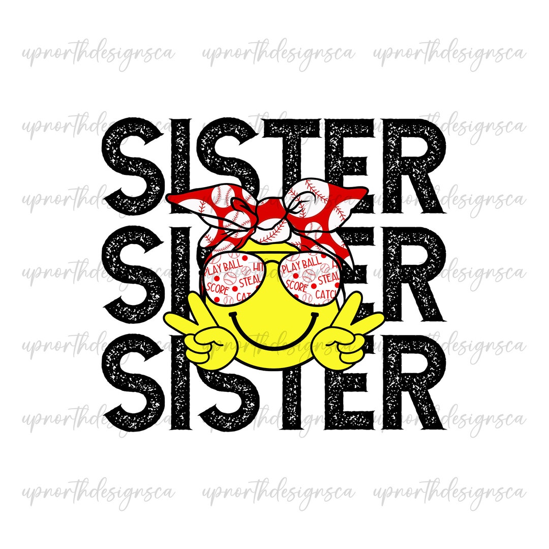 Baseball Sister Smiley Face Png, Sister Loves Baseball Png, Baseball ...