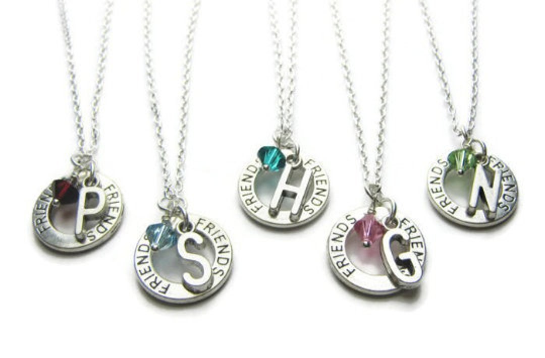 5 Friends Circle Necklaces Personalized With Birthstones & Initials, 5 ...