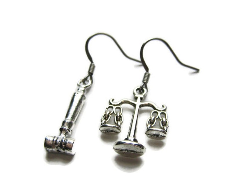 Gavel Earrings, Scales of Justice Earrings, Lawyer Earrings, Judge ...