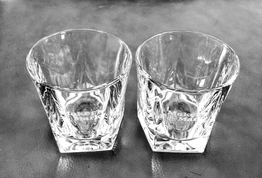 Makers Mark Bourbon Whiskey Glasses 2 Clear Glass, Etched Logo - Etsy