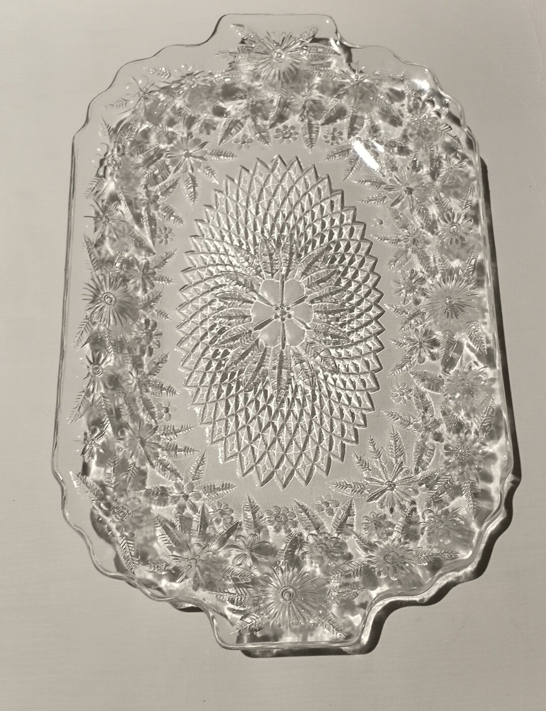 Vintage Clear Indiana Glass Pineapple and Floral Vegetable Bowl/tray - Etsy