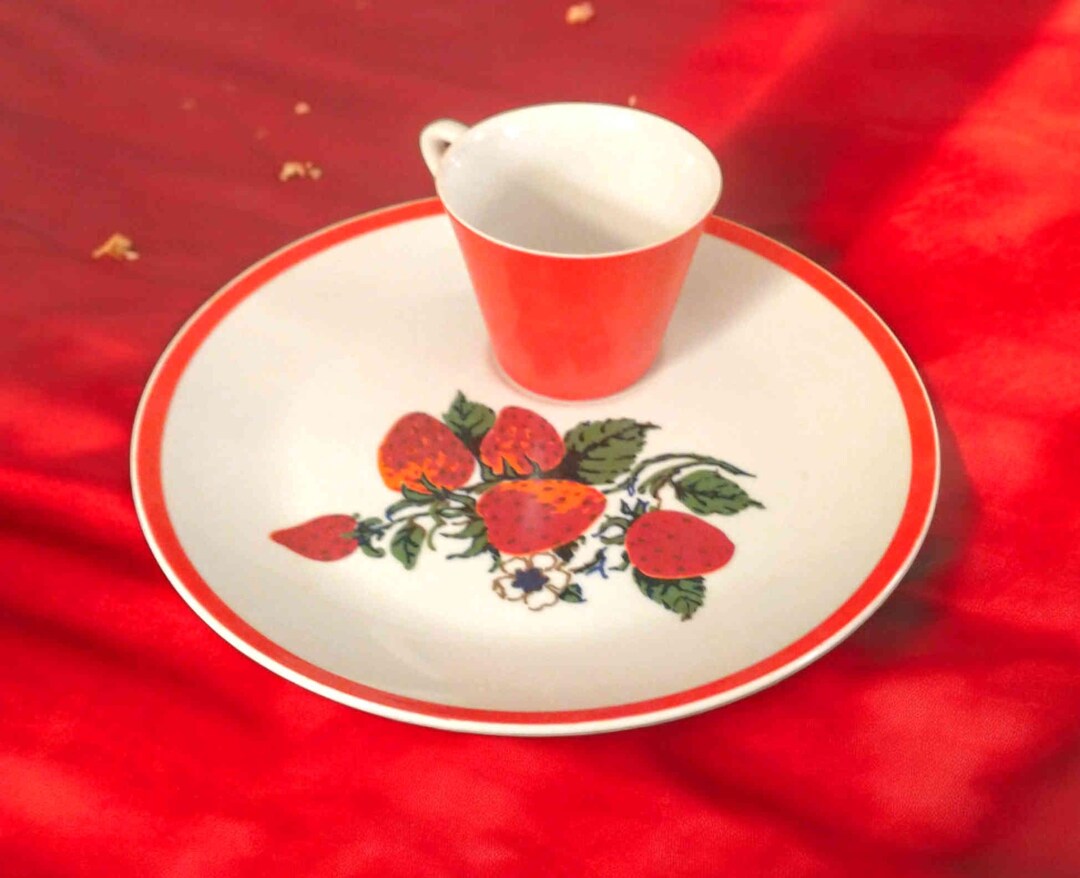 Cottagecore Strawberry Snack Plates With Cups. Topline Import Japan ...