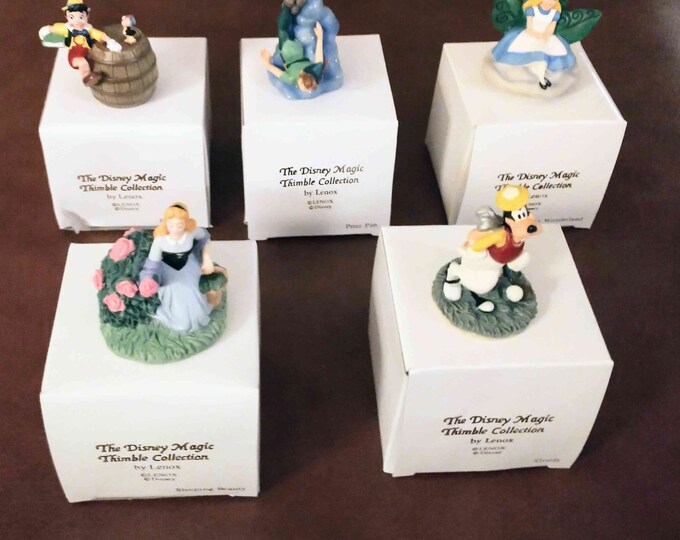 Lenox Disney Thimble Collection: Pinocchio, Peter Pan, Sleeping Beauty ...