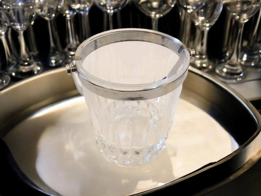 Cristal D'arques Lead Crystal Ice Bucket With Silver Plate Handle. Made ...