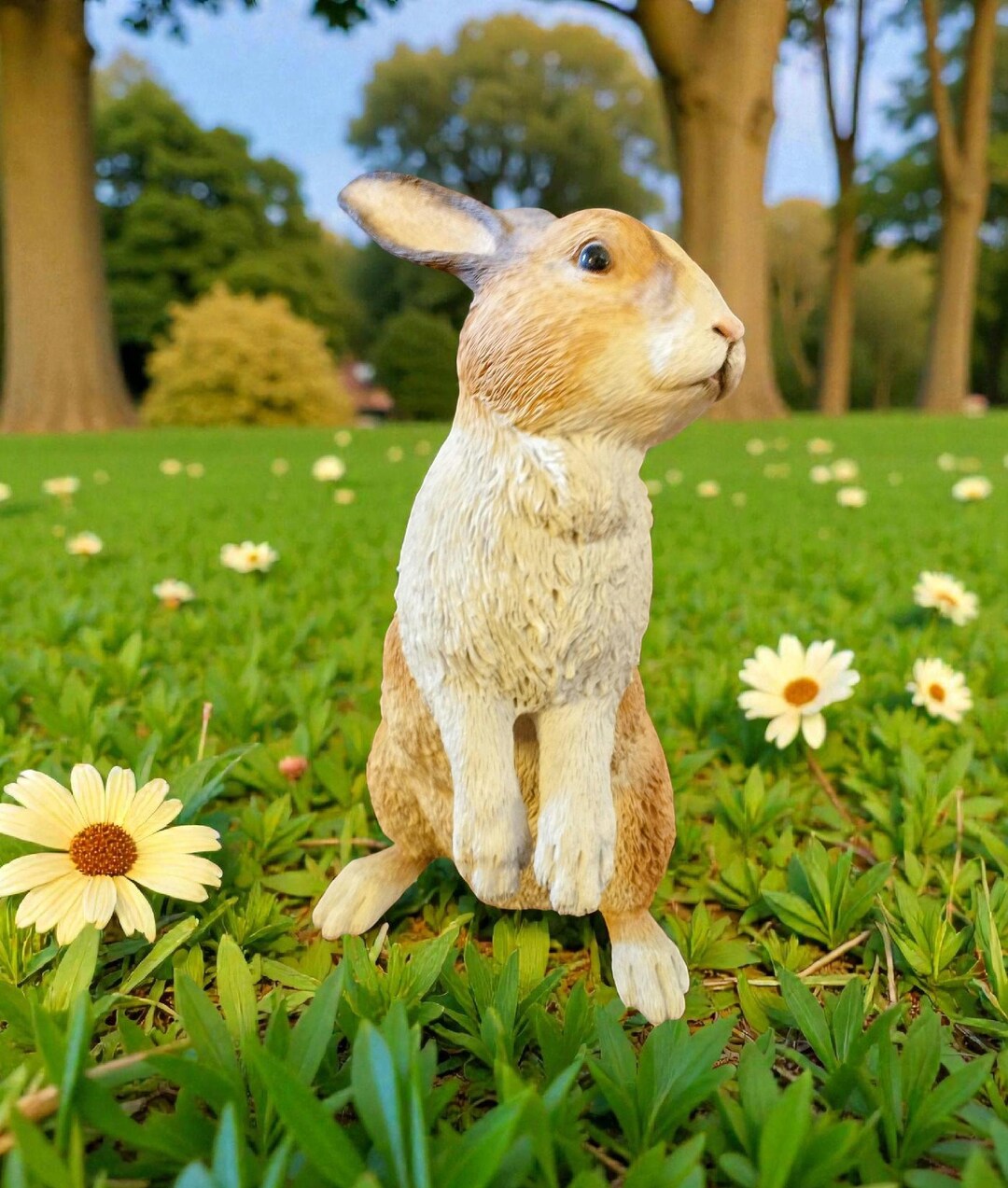 Realistic Rabbit Figurine for Garden or Indoor Display. Waterproof and ...
