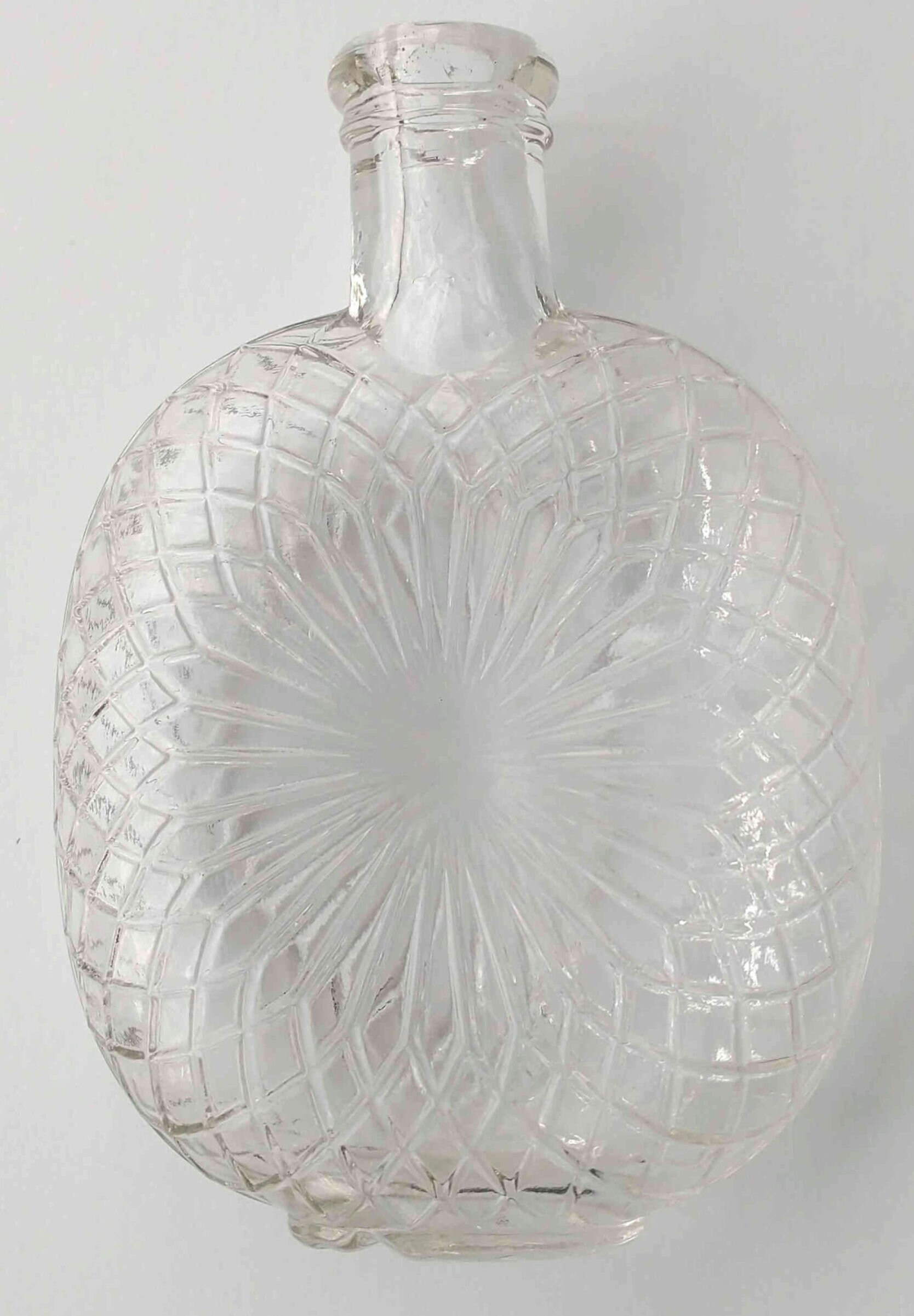 Antique 1800's Quilted Sunburst Pumpkin Seed Flask/whiskey Bottle. 1/2 ...