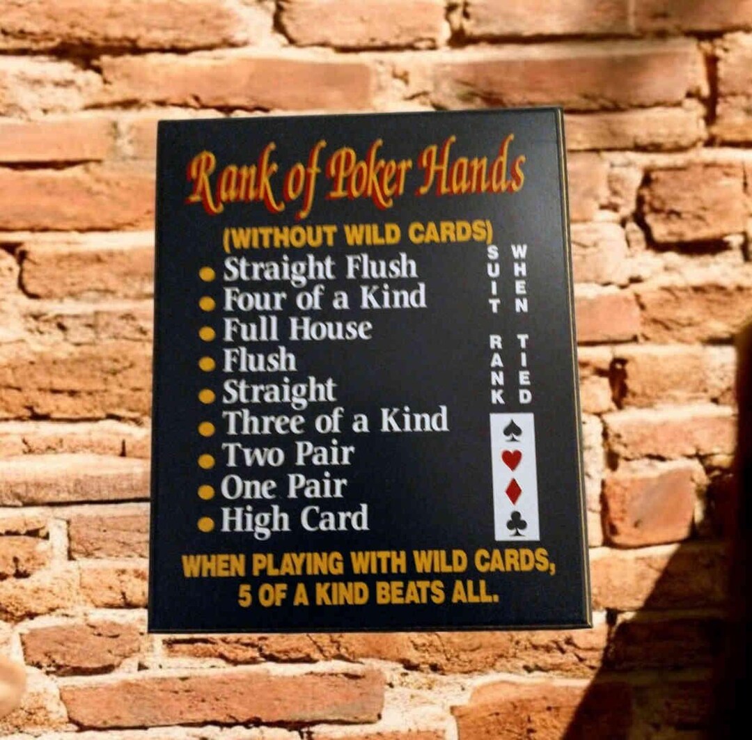 Rank of Poker Hands Sign for Bar or Game Room. - Etsy