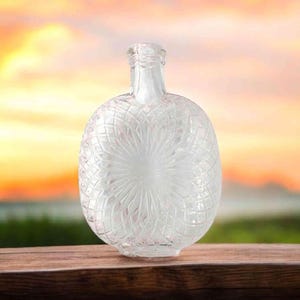 Antique 1800's Quilted Sunburst Pumpkin Seed Flask/whiskey Bottle. 1/2 ...