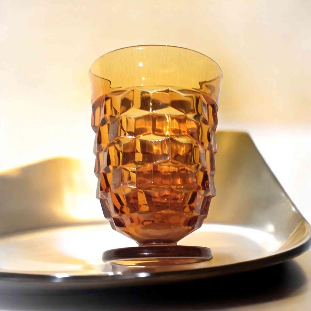 Vintage Indiana Glass Amber Colored Goblets (2), Juice Glasses (2 ...