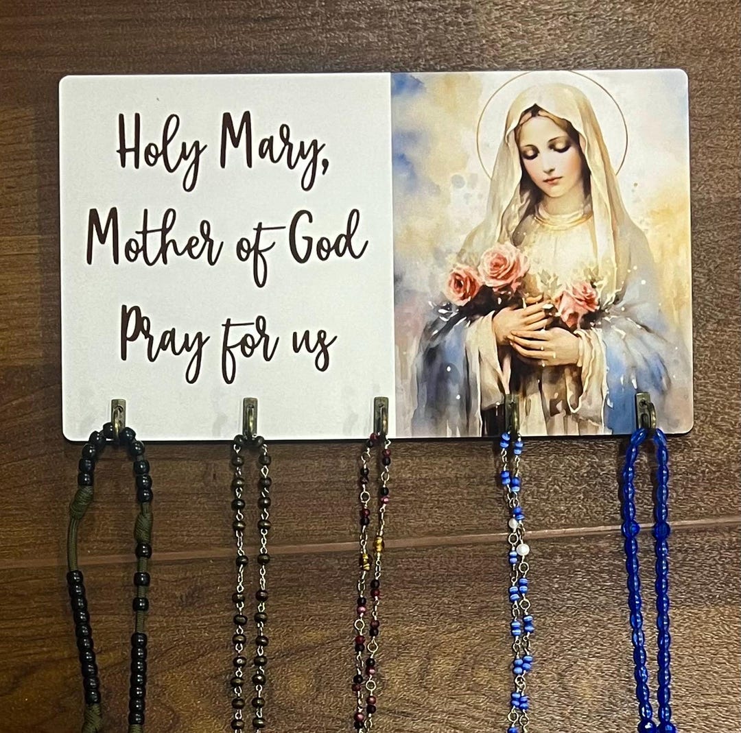 Saint Mary Rosary Wall Hanger , Catholic Gift , Key Holder, Rosaries ...