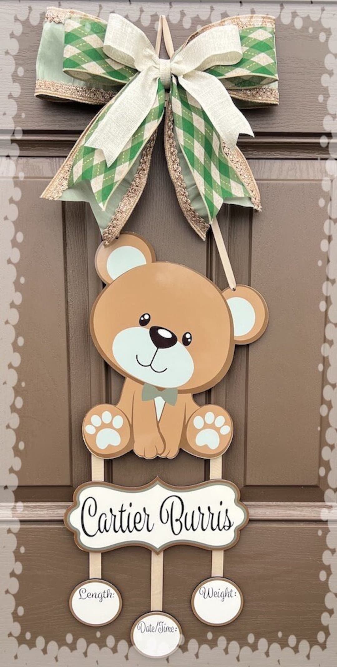 Teddy Bear Baby Boy Door Hanger , Hospital Door Hanger, Personalized ...