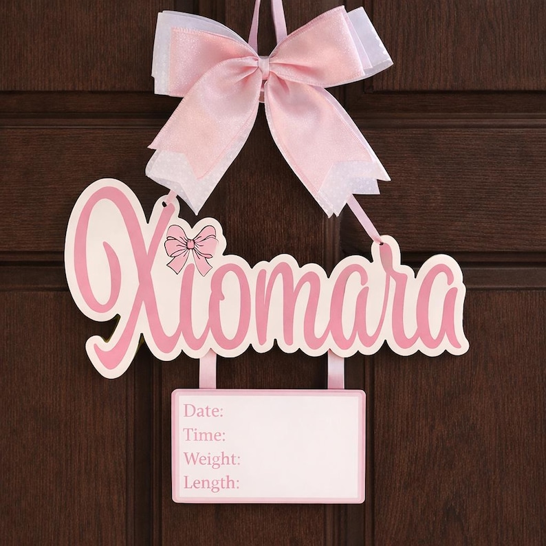 Baby Girl Name Bow Coquette Hospital Door Hanger, Personalized Baby ...