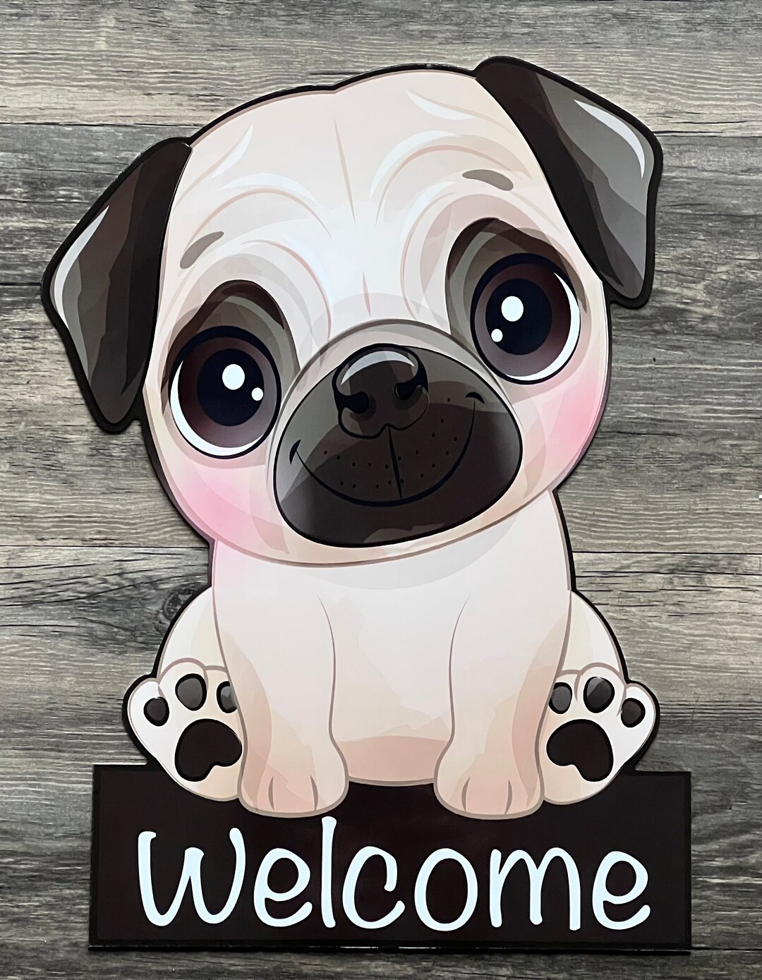 Pug Door Hanger, Personalized Dog Sign, Door Hanger Dog Decoration ...