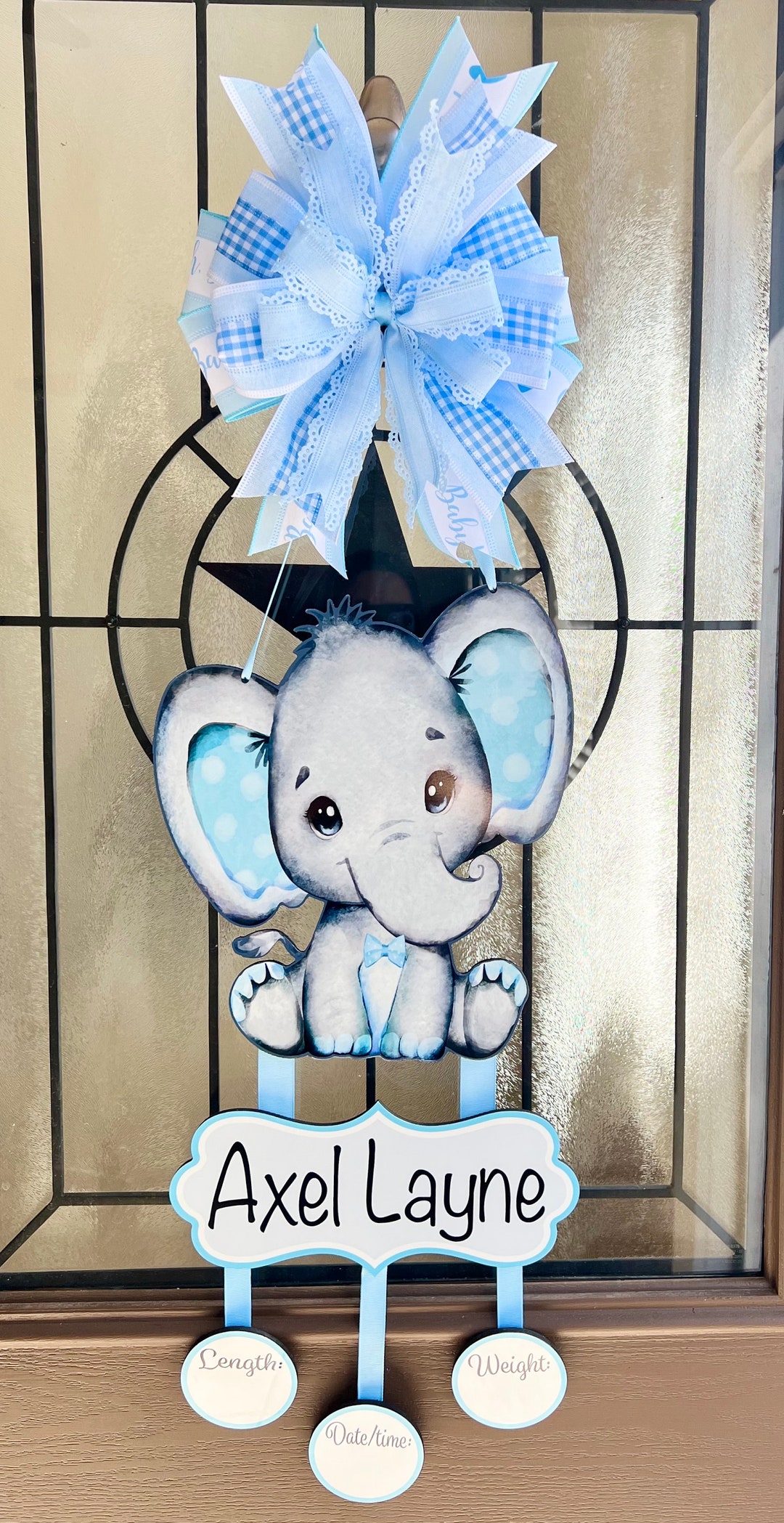 Elephant Baby Boy Door Hanger, Hospital Door Hanger, Personalized Baby ...