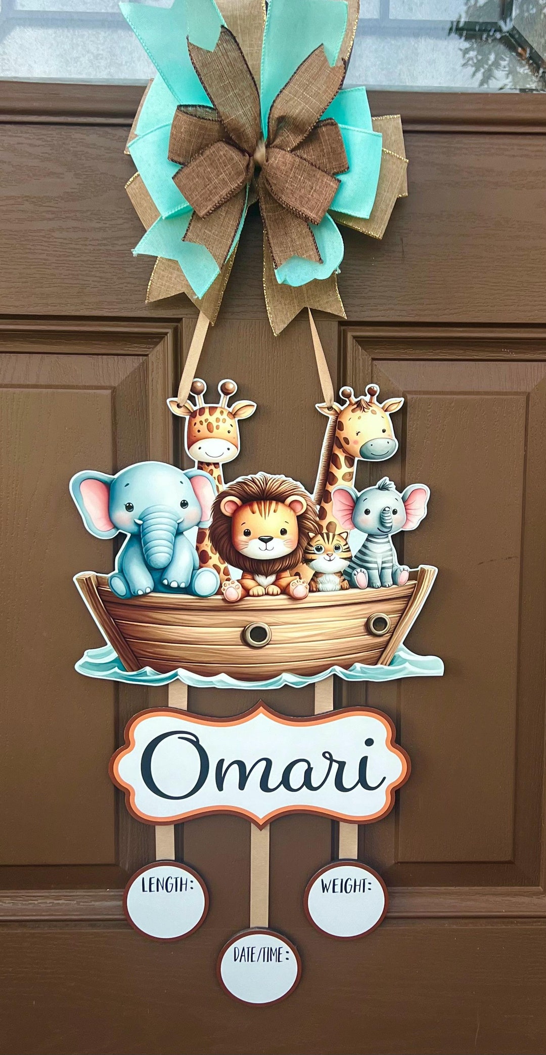 Noah Ark Baby Door Hanger, Baby Hospital Door Hanger, Personalized Baby ...