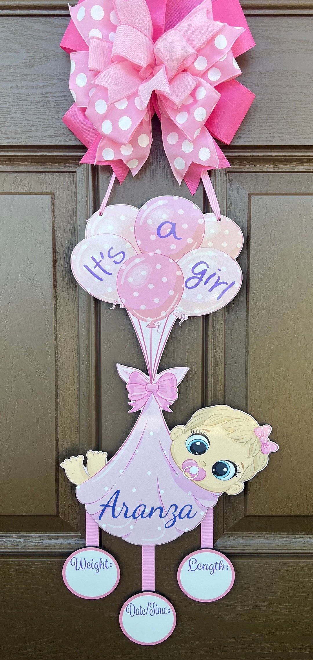 Baby Girl Door Hanger, Hospital Door Hanger, Personalized Baby Girl ...