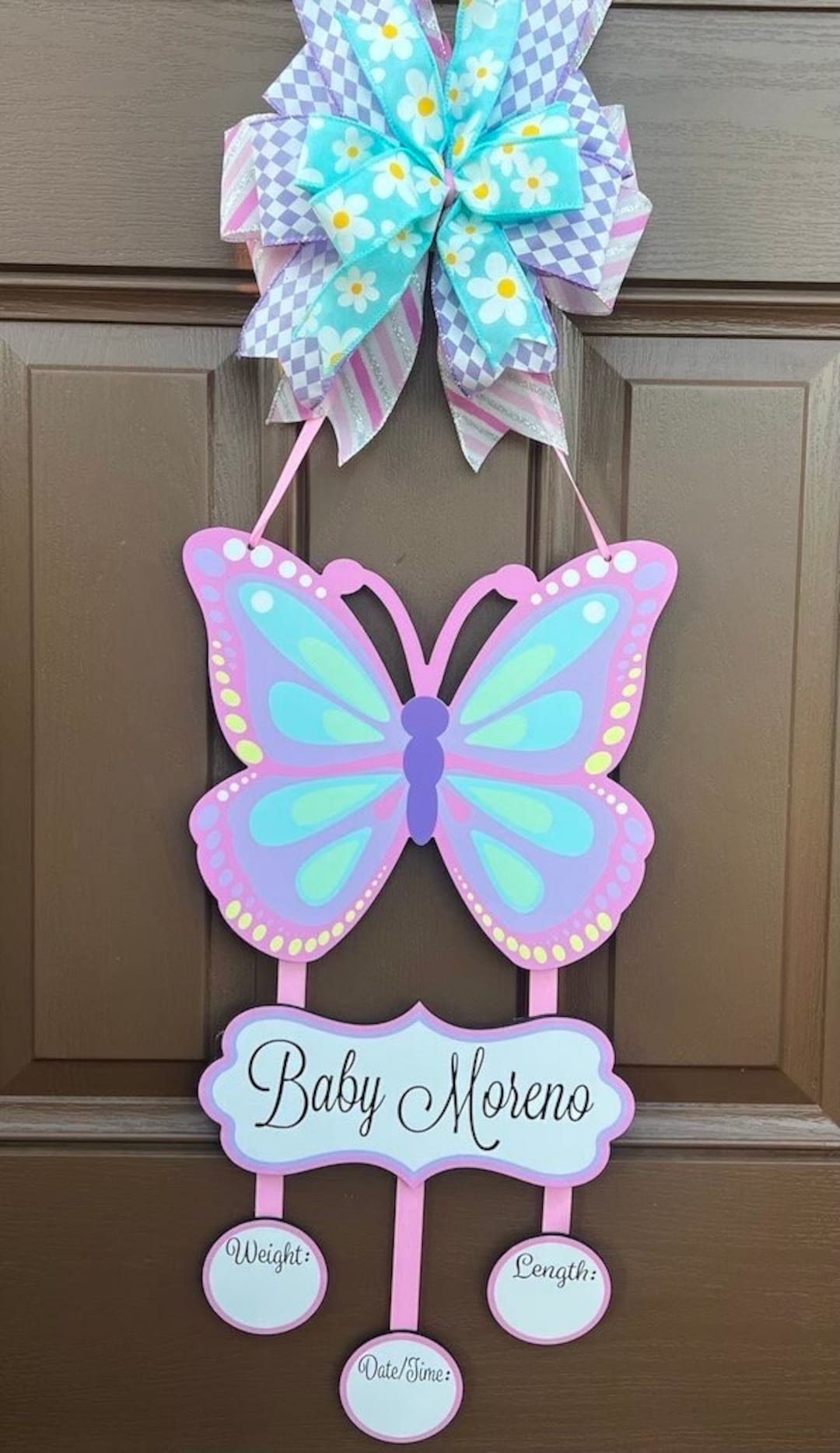 Butterfly Baby Girl Door Hanger , Hospital Door Hanger, Personalized ...