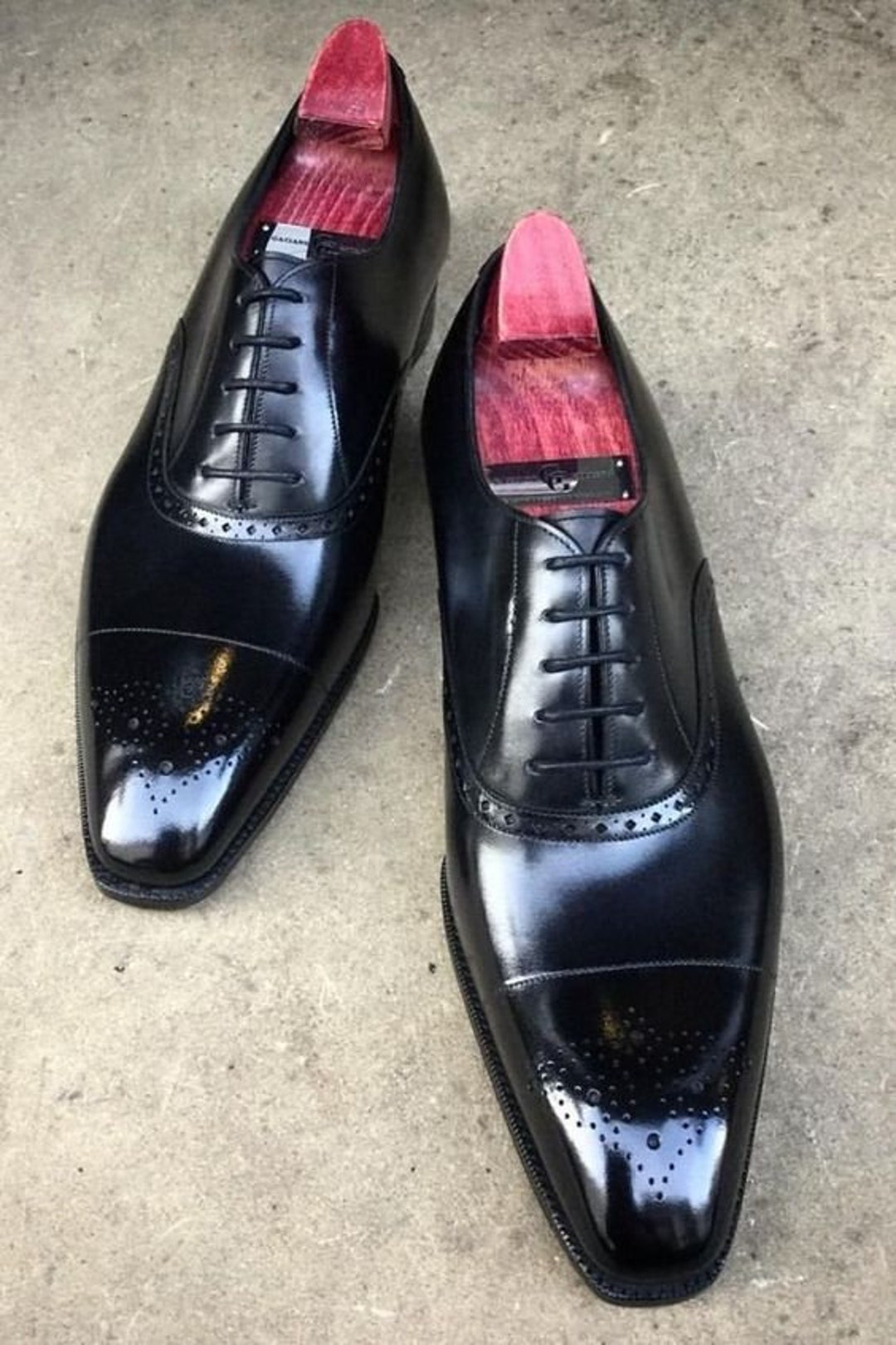 Men's Adorable Pure Leather Black Wingtip Oxford Shoes Formal Dress ...
