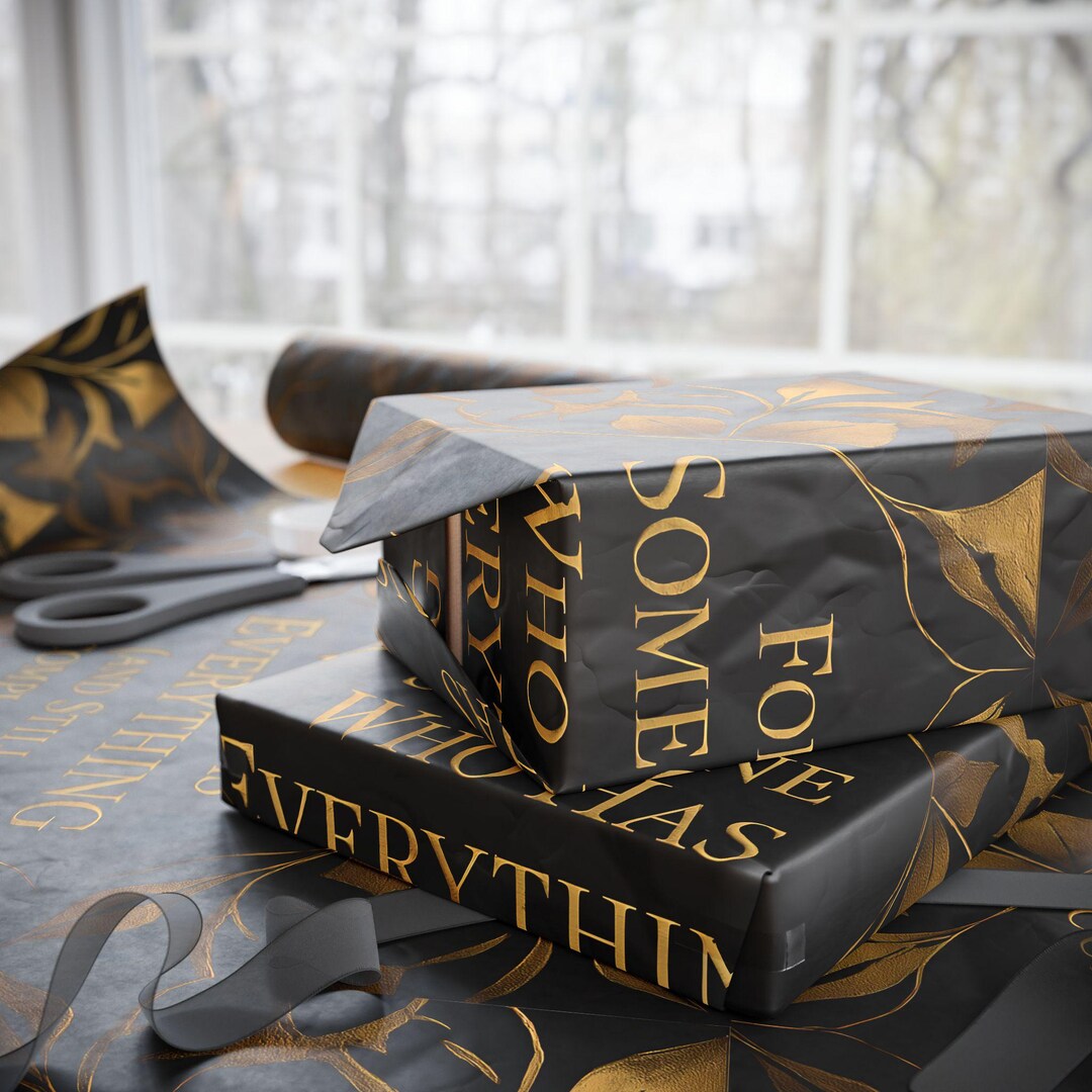 Elegant Gold-on-black Wrapping Paper: Classy Sarcasm Gift Wrap - Etsy