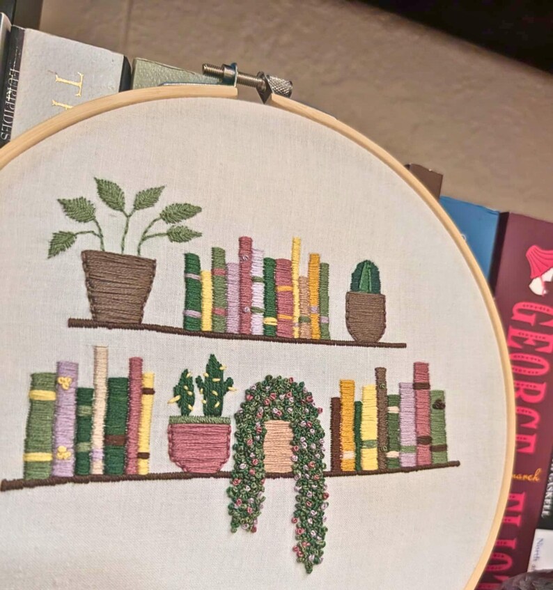 Embroidered Bookshelf - Etsy