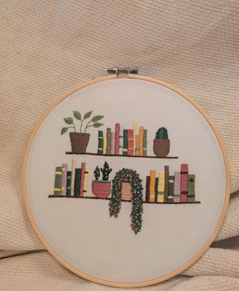 Embroidered Bookshelf - Etsy