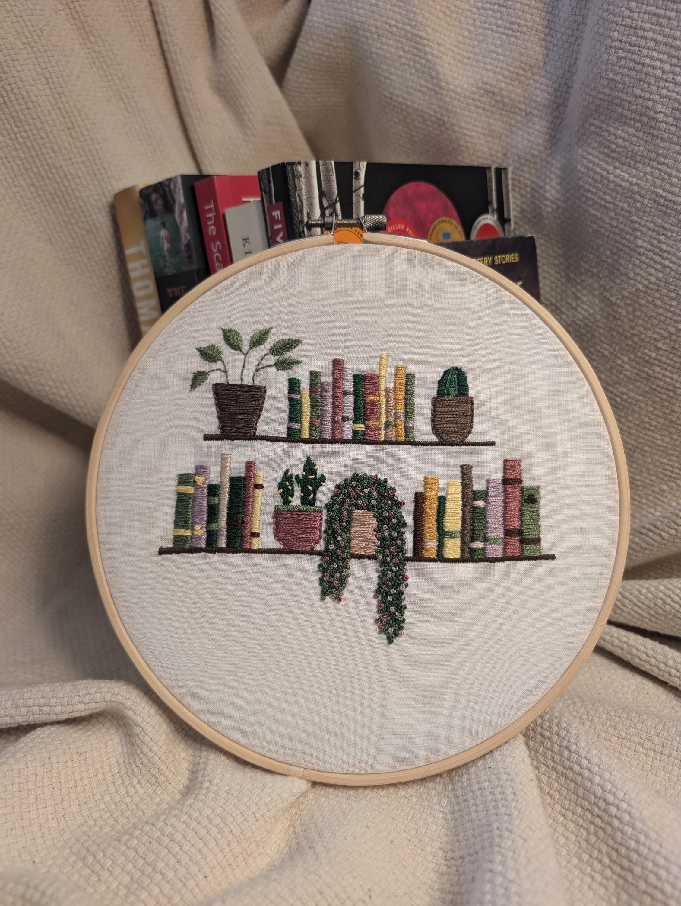 Embroidered Bookshelf - Etsy