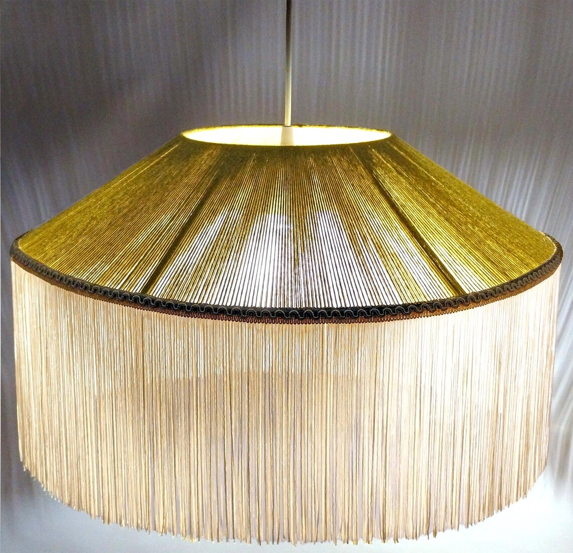 Boho Vintage Silk Fringe Pendant Lamp – Handcrafted Bamboo Woven ...