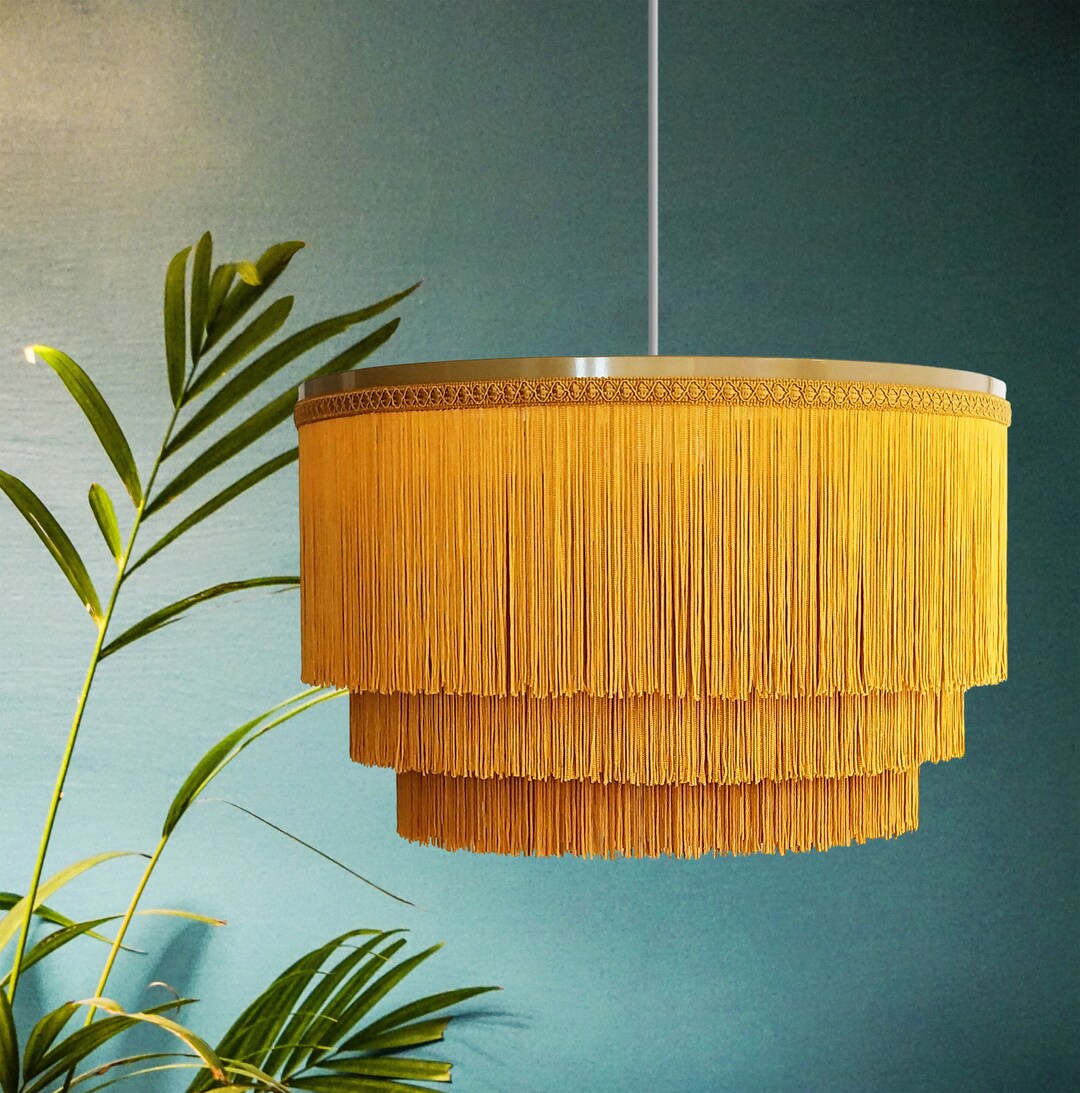 Boho-vintage Silk Fringe Pendant Lamp. Made by Really Nice Lamps. - Etsy