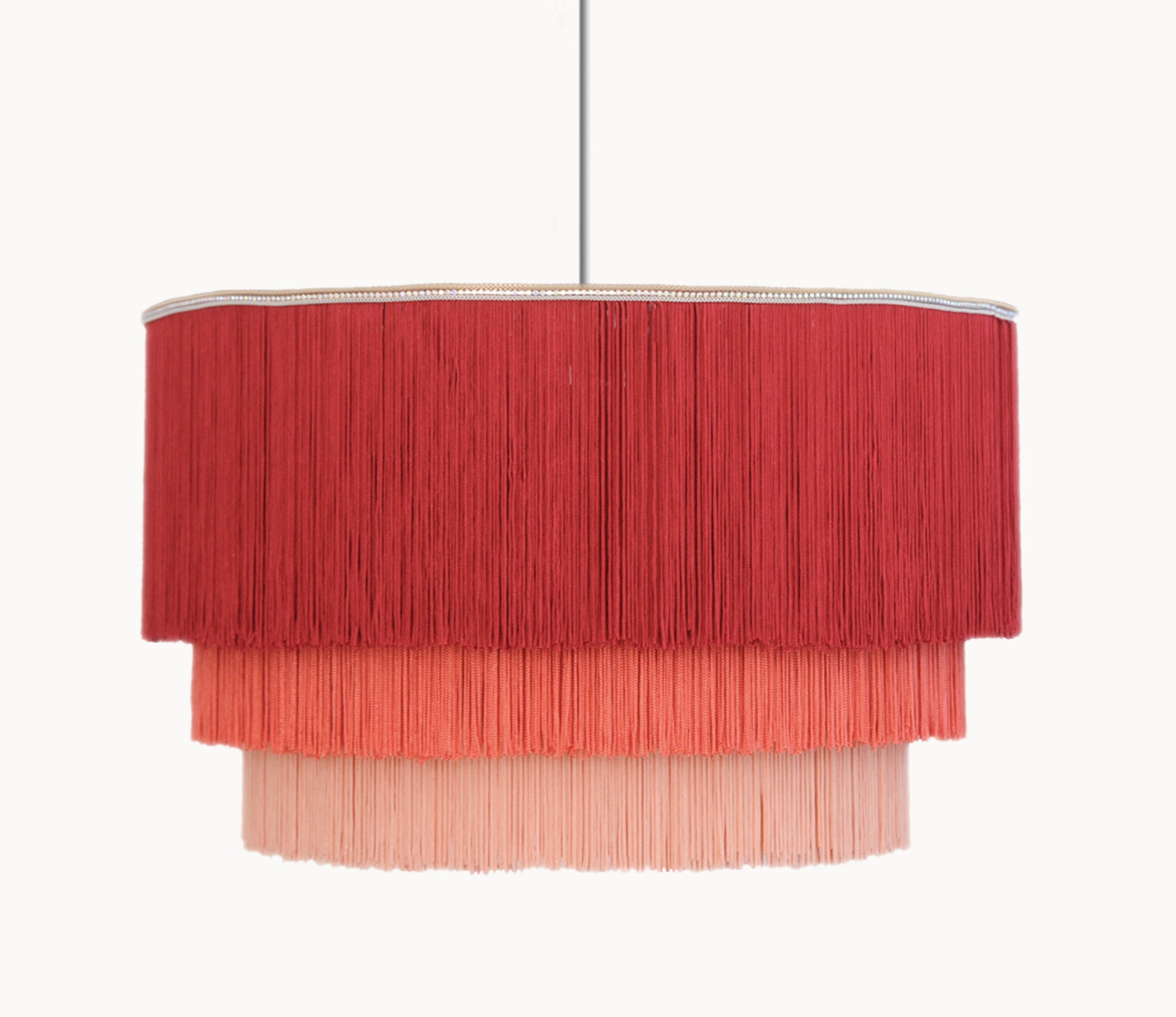 Three Colors Fringed Pendant Lamp Shade. Art Silk Fringes. Boho Ceiling ...