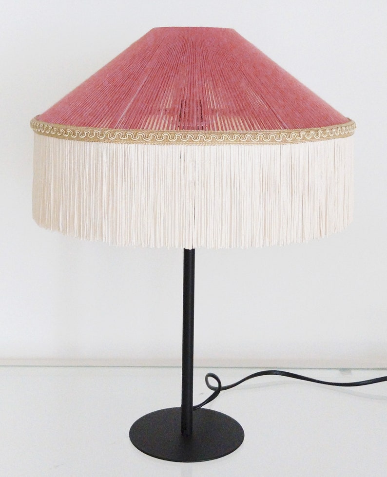 Boho-vintage Handcrafted Silk Fringe Table Lamp With Bamboo Weaving by ...