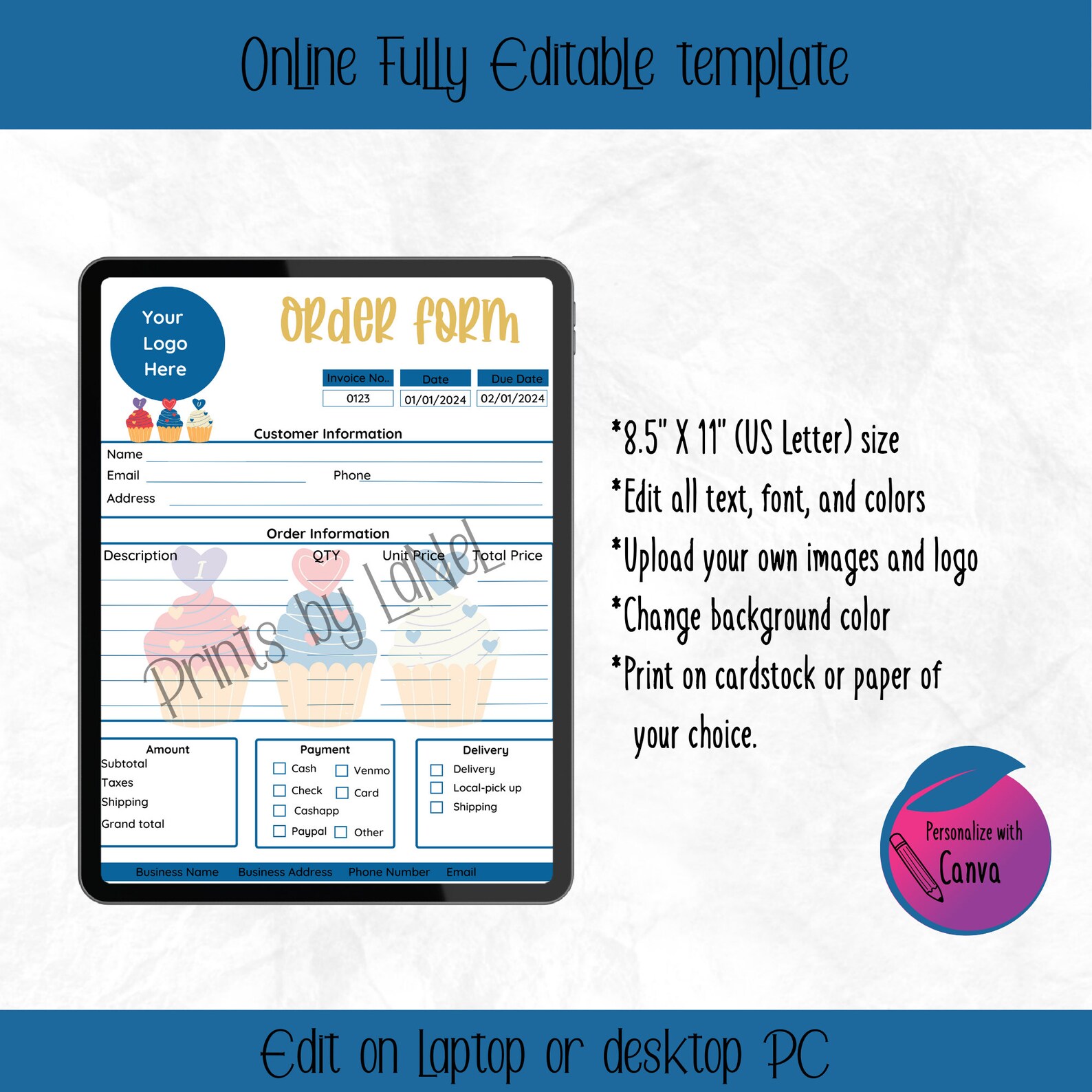 Order Form Editable | Crafters Order Form Template | Business Forms ...