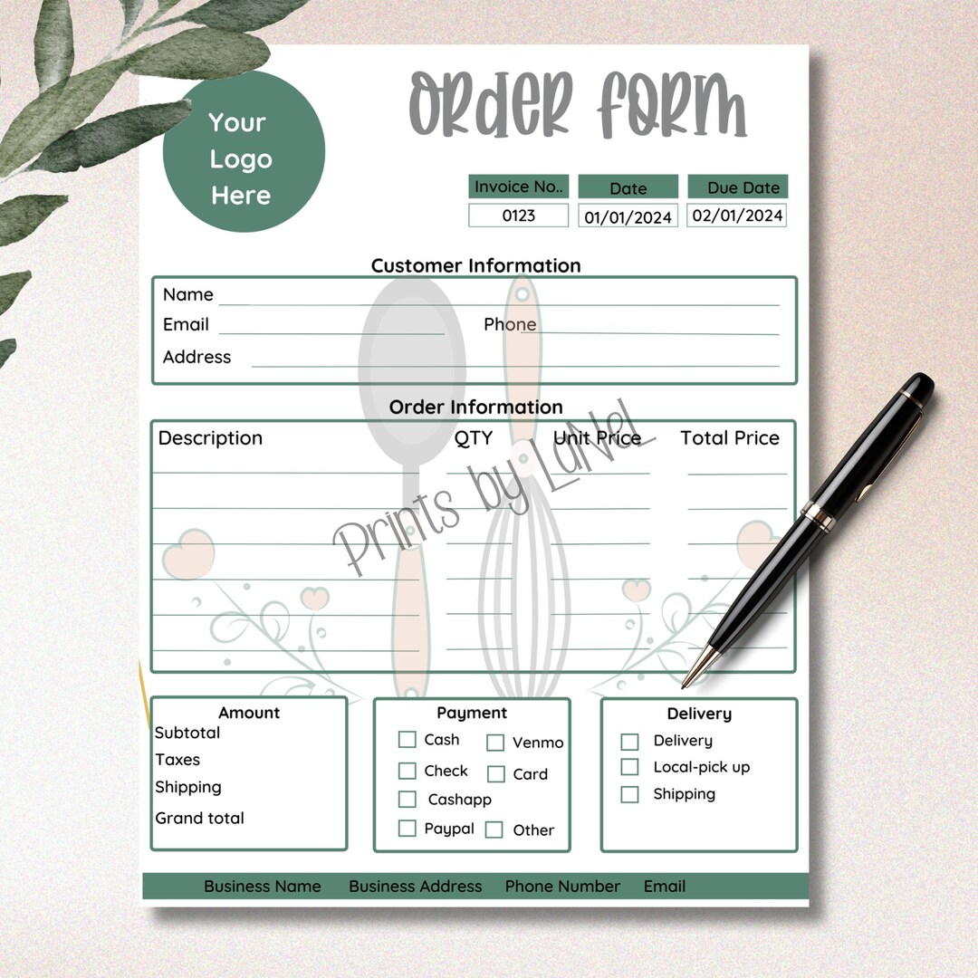 Order Form Editable | Crafters Order Form Template | Business Forms ...