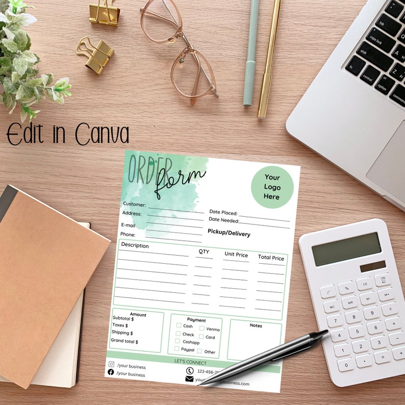 Editable Order Form Template, Modern Order Form, Small Business Forms ...
