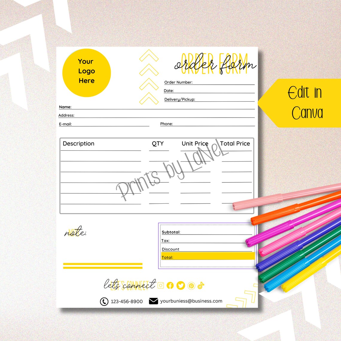 Editable Order Form Template, Modern Order Form, Small Business Forms ...