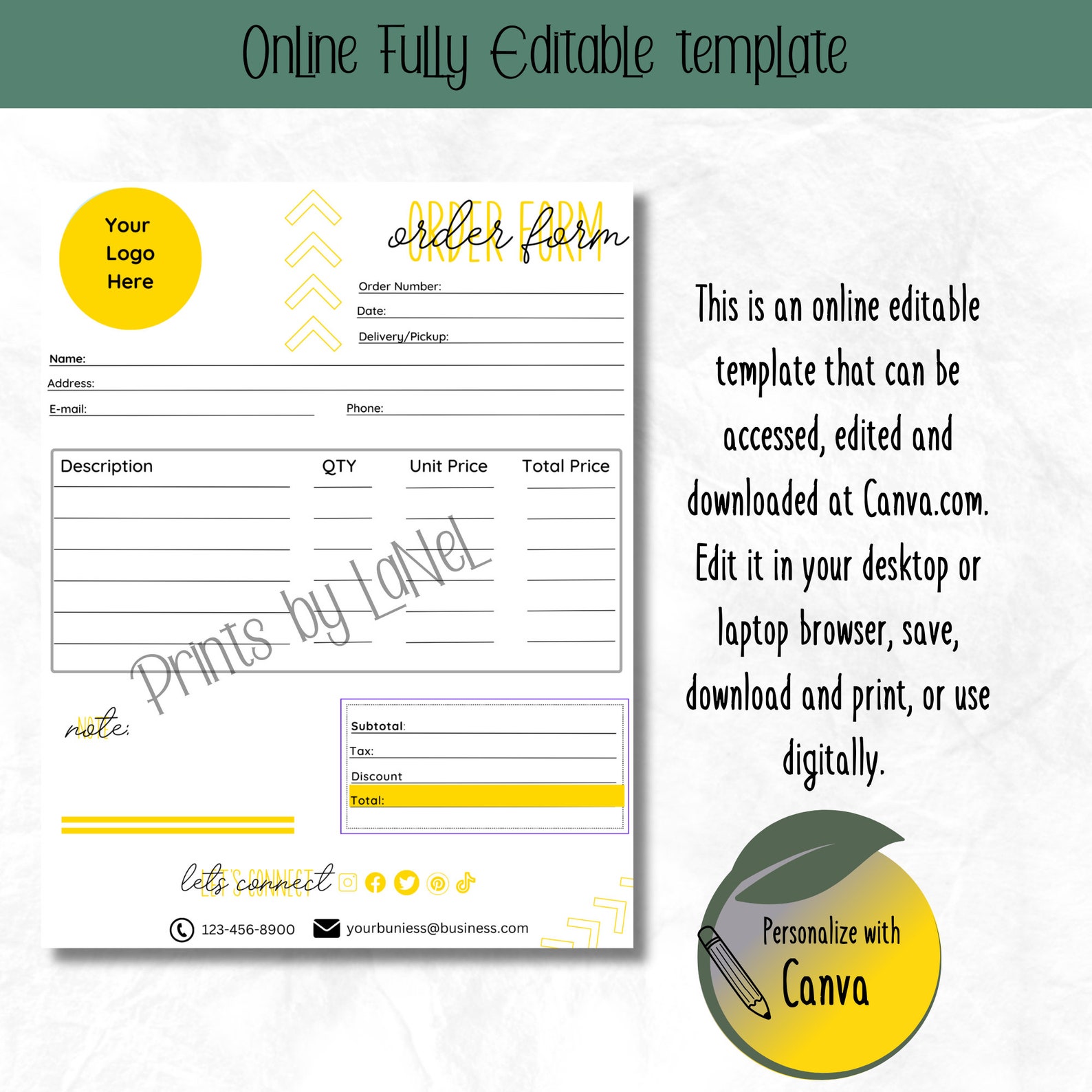 Editable Order Form Template, Modern Order Form, Small Business Forms ...