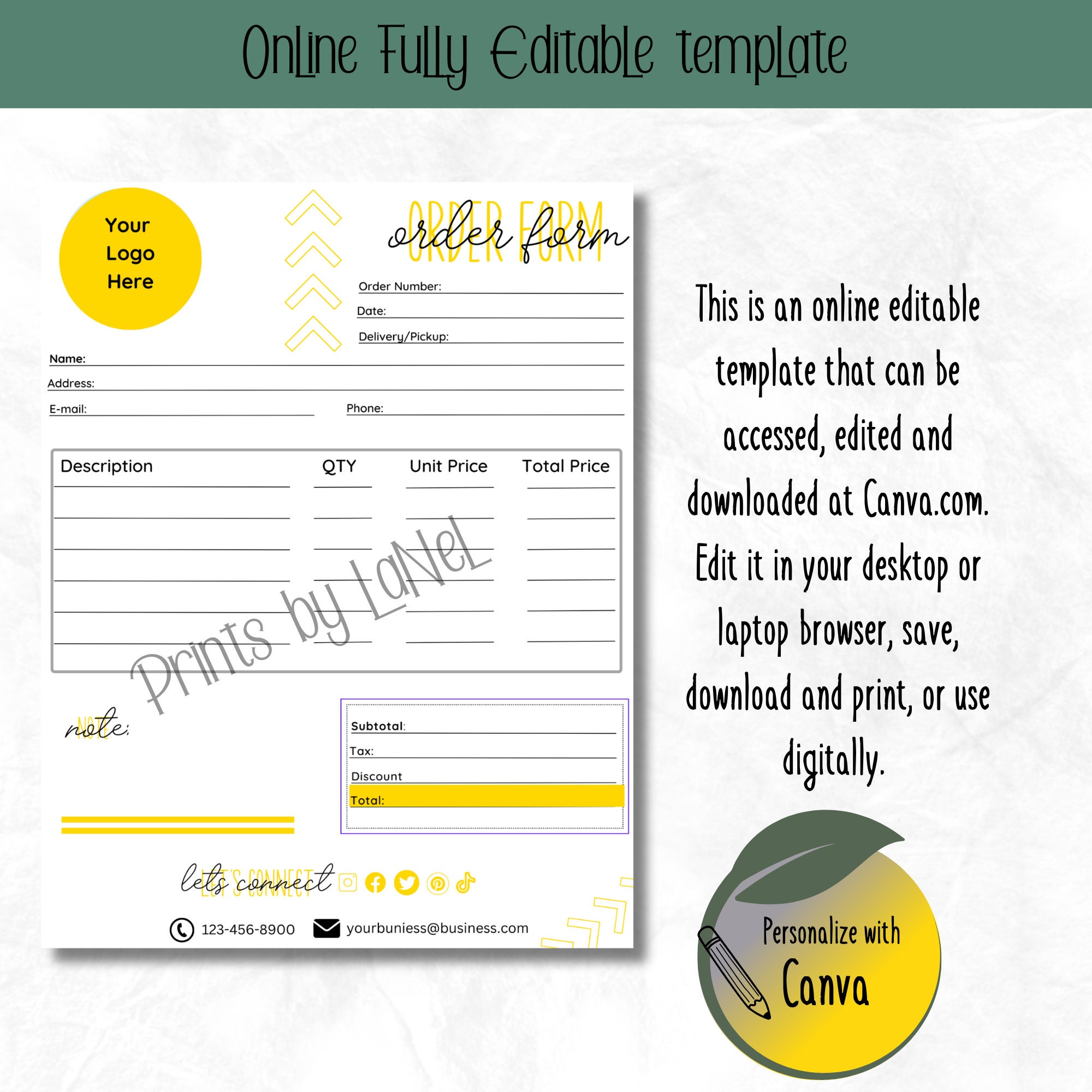Editable Order Form Template, Modern Order Form, Small Business Forms ...
