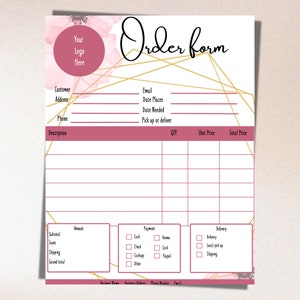 Editable Order Form Template, Printable Small Business Order Form ...