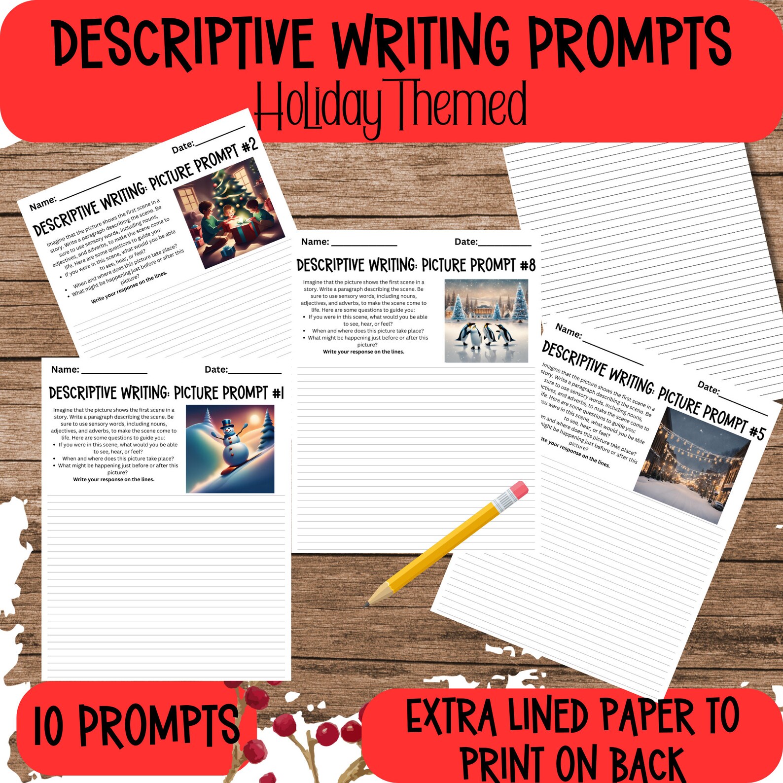 10 Printable Descriptive Writing Prompts- Homeschool Writing Prompts ...