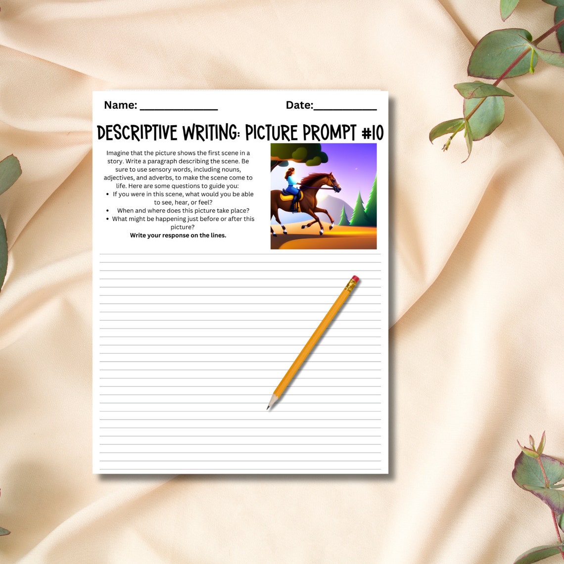 10 Printable Descriptive Writing Prompts- Homeschool Writing Prompts ...
