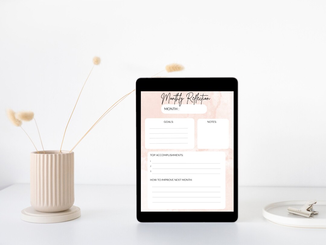 Monthly Reflection Journal, Goals Tracker, Monthly Planner Template ...