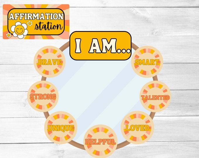 Groovy Leopard and Dalmatian Affirmation Circles L Affirmation Mirror ...