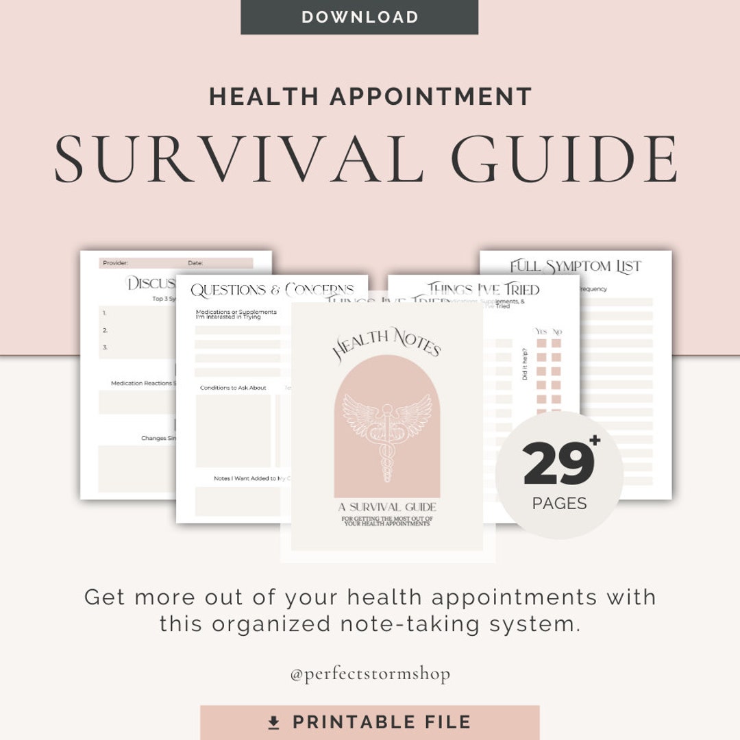 Printable Health and Wellness Notes for Health Appointments, Doctor ...