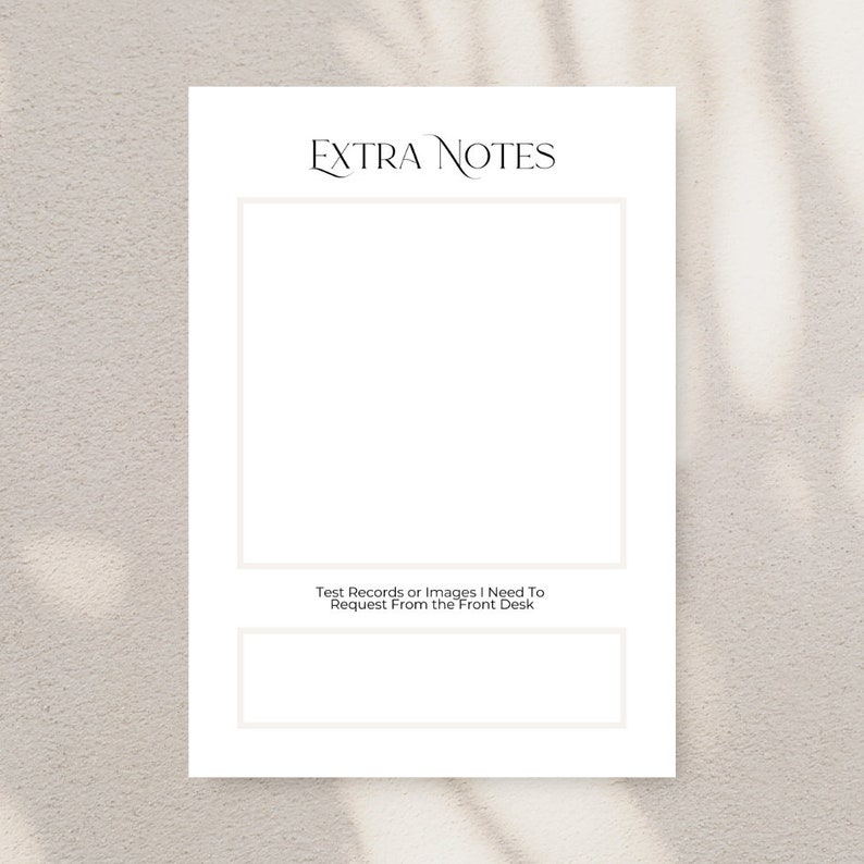 Printable Health and Wellness Notes for Health Appointments, Doctor ...