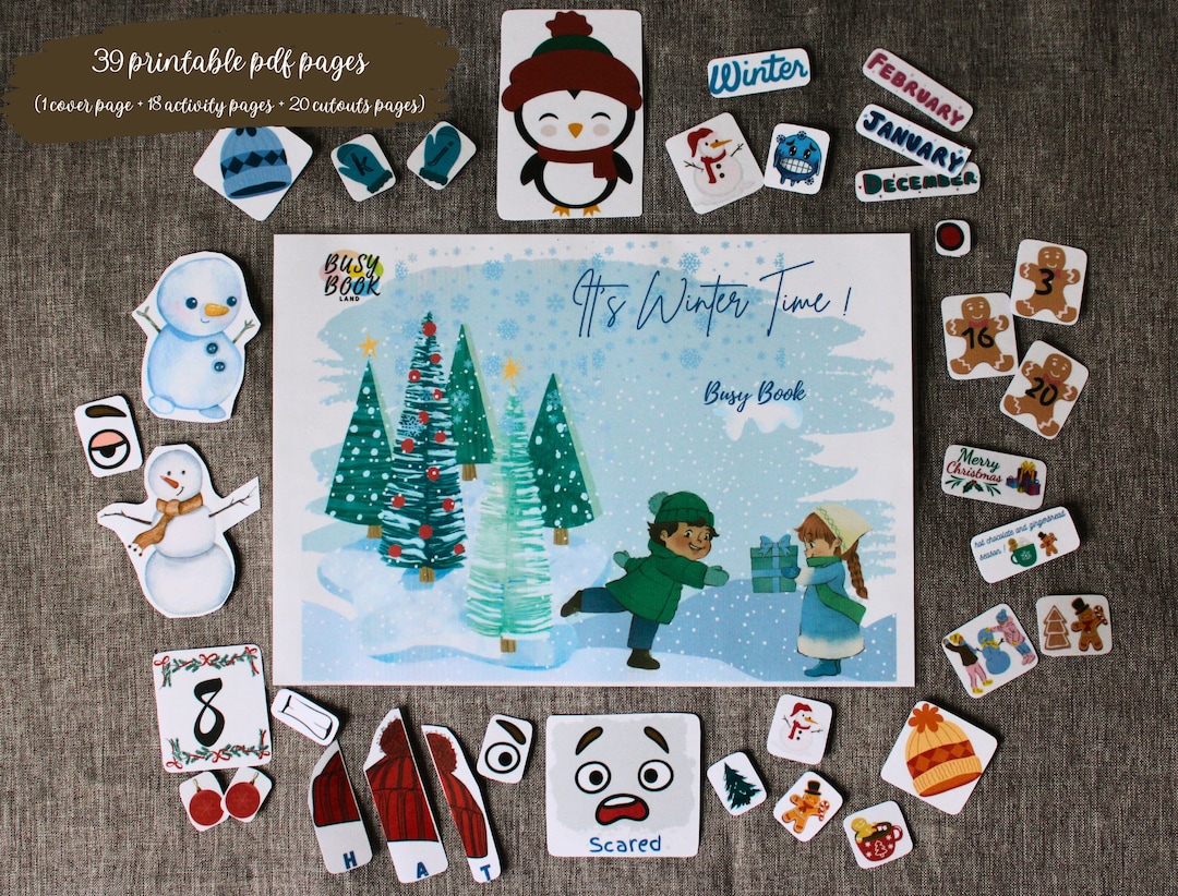 Learning Busy Book #6. It's Winter Time! Snowman Season. Fun Activities ...