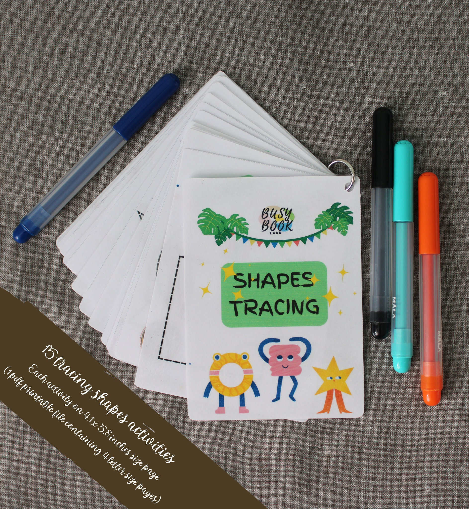 Shapes Tracing Deck. Trace the Shape. Learn Handwriting Preschooler. Long Rides Cards. Digital ...