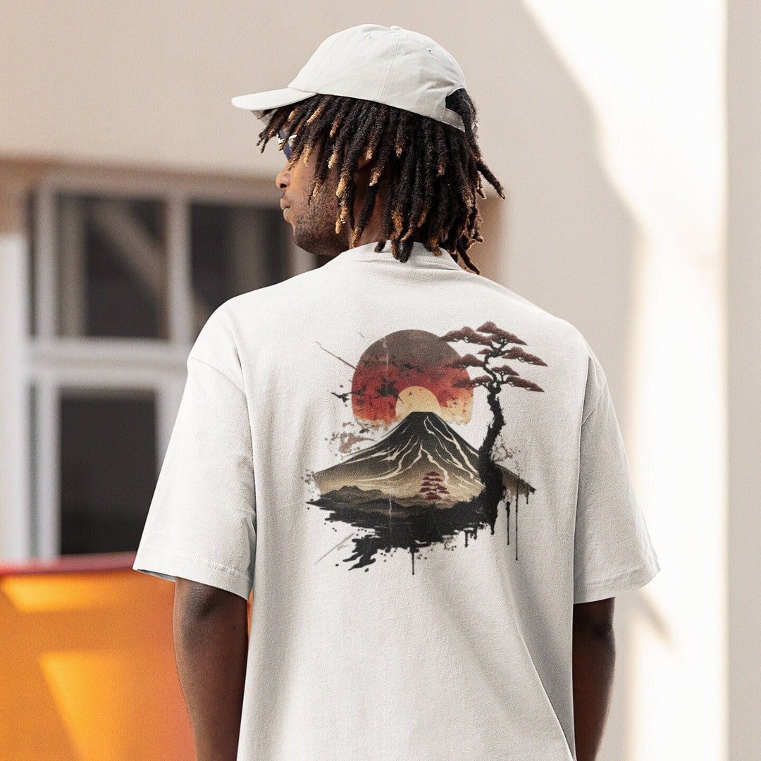 T-shirt Mit Rückendruck Berg Sonnenuntergang Unisex Streetwear Tee - Etsy