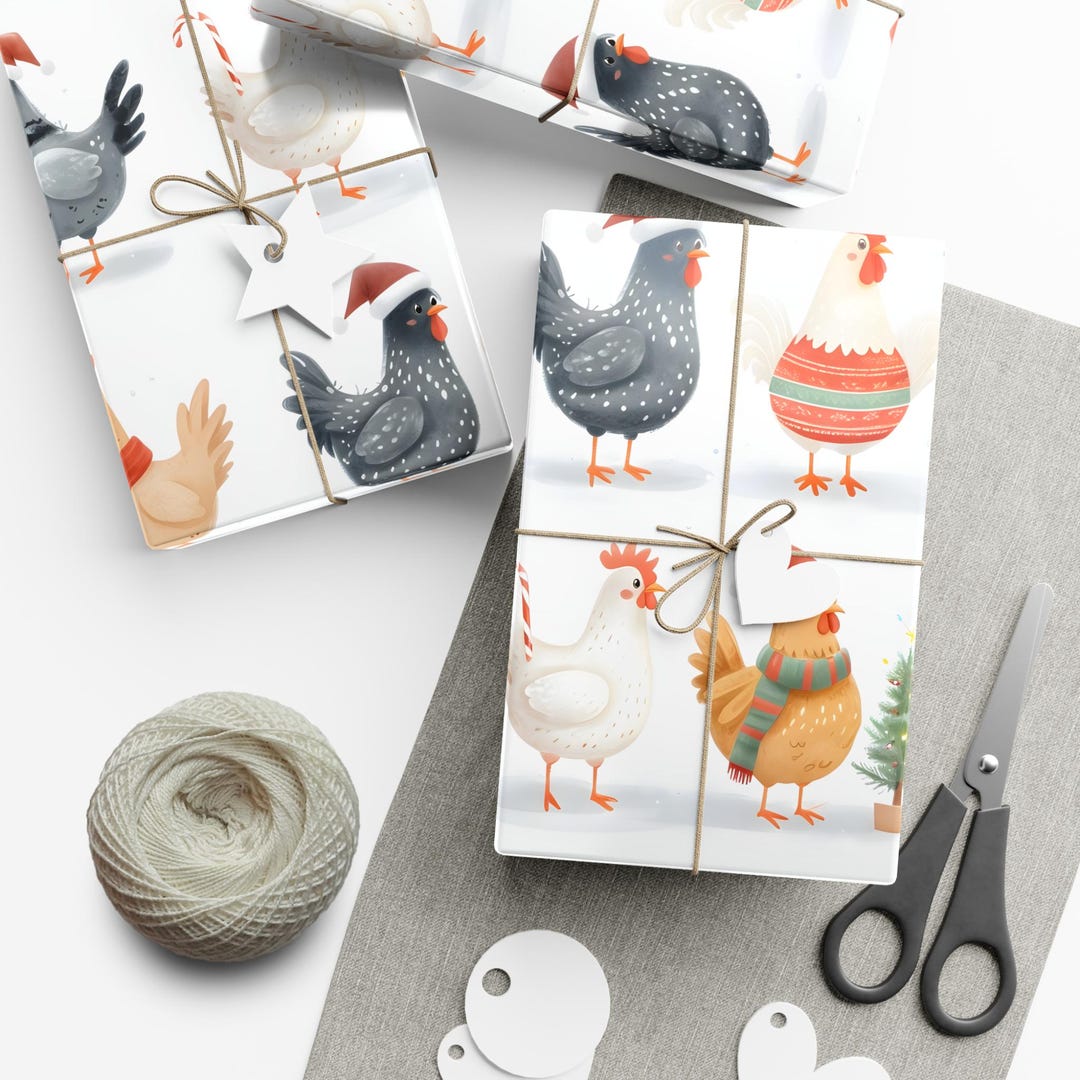 Christmas Chicken Wrapping Paper – Holiday Gift Wrap for Chicken Lovers ...